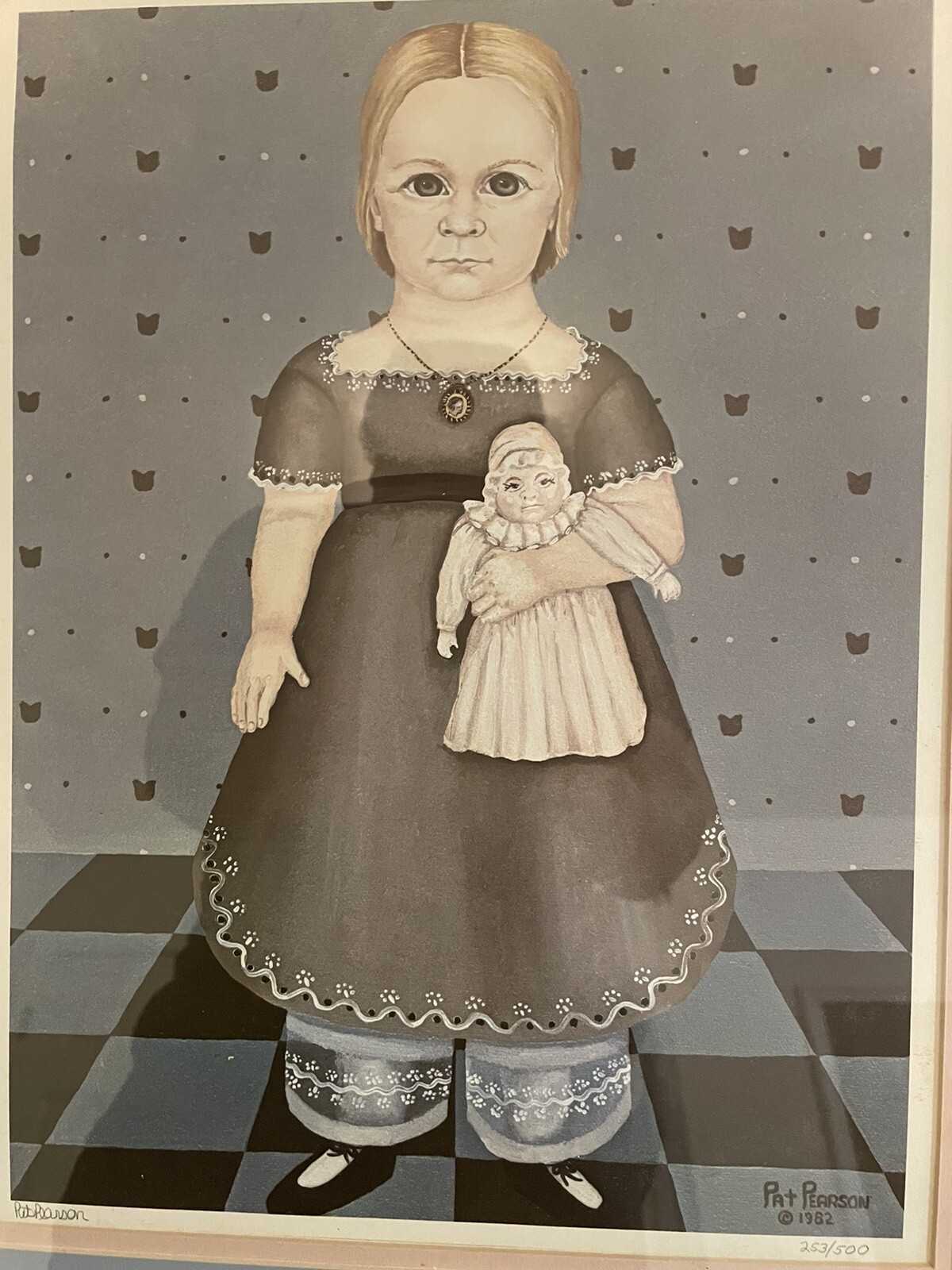 Pat Pearson Girl Holding Doll Limited Edition 253/500 Print 1982 22.5 X ...
