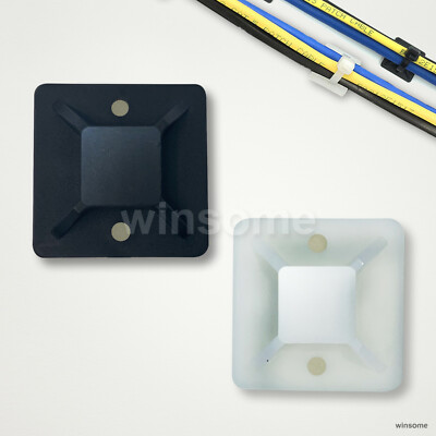 Pack of 40 Self Adhesive Cable Wire Square Tie Mounts Cord Clips Sticky ...