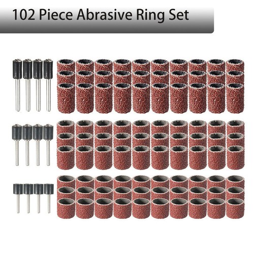 102Pcs Sanding Drum Sleeves Set Sandpaper Ring Abrasive Block Rubber ...