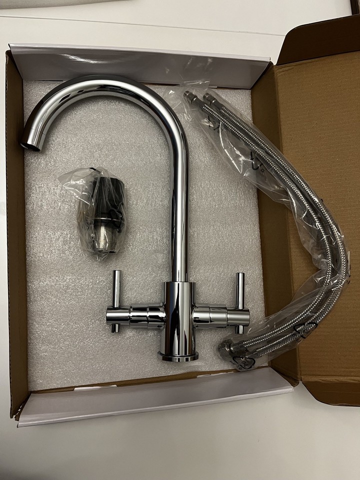 Funime® Kitchen Taps Dual Lever Sink Mixer Taps Traditional Monobloc ...