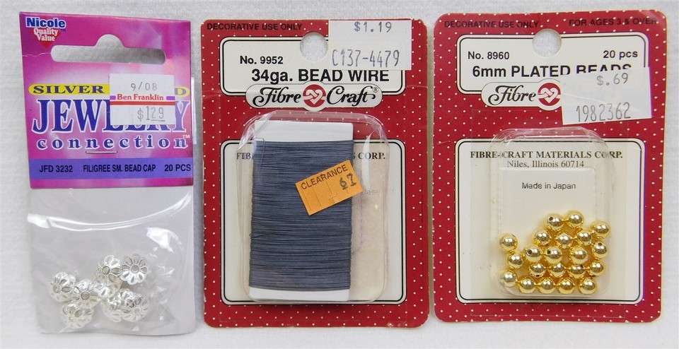 Vintage Assorted Bead And Crafting Supply Lot Pearls Bead Caps Bead ...