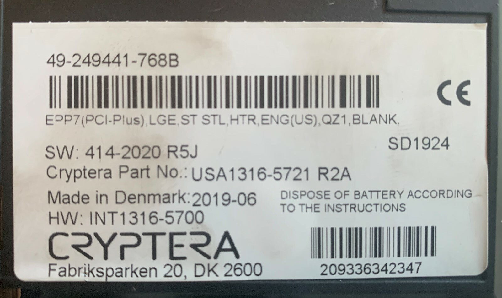 Diebold 49-249441-768B EPP7 PCI-Plus LGE Stainless HTR ENG QZ1 USB | eBay