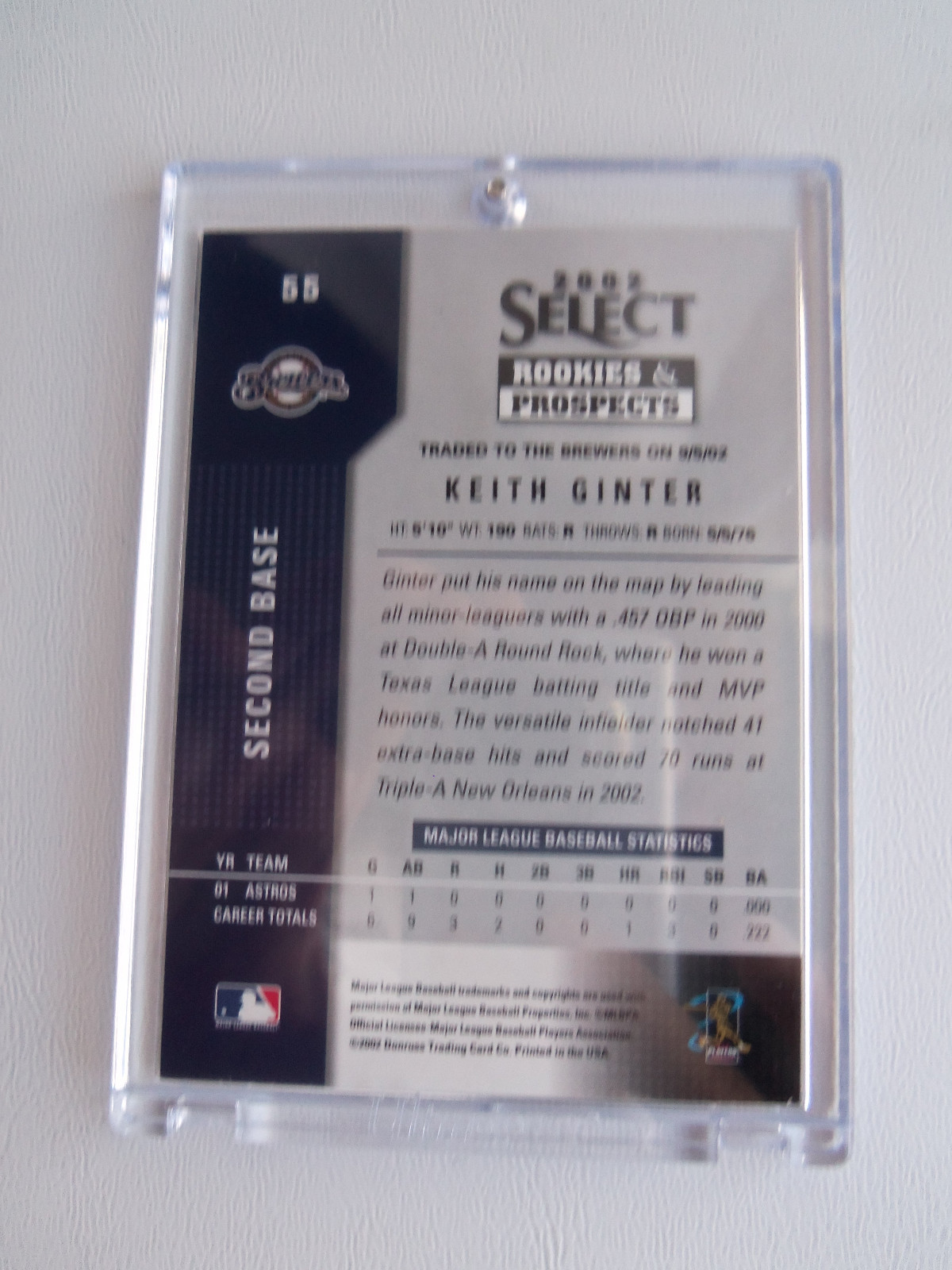 CARD:BASEBALL:2002Donruss#55 Keith Ginter SignatureCard 2ndBase ...