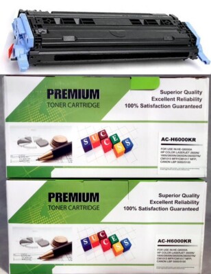 2 Pack NEW Premium HP 124A Black AC-H6000KR Toner Q6000A Laser Jet ...