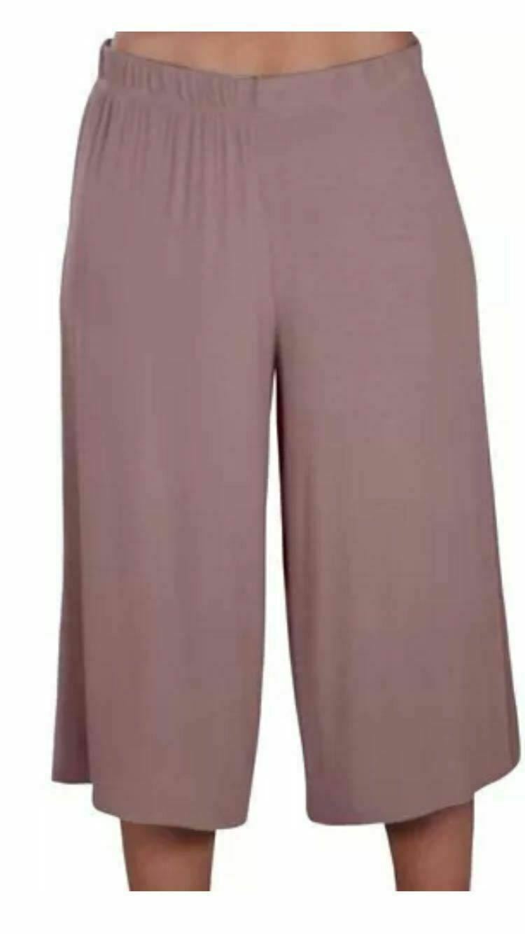 WOMEN WIDE LEG PLAZZO 3/4 SHORT PANTS CASUAL LADIES LOOSE CAPRI ...