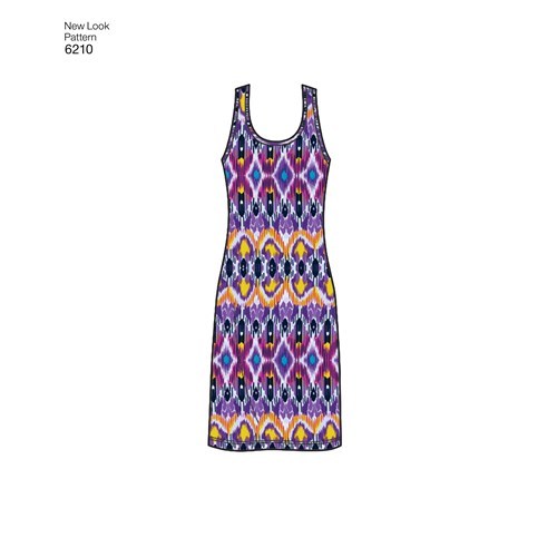 New Look Sewing Pattern 6210 Misses 10-22 Easy Knit Tank Dress Racer ...