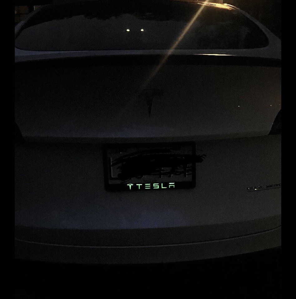 Glowing Tesla Logo Stainless Steel License Plate Frame Holder Rust Free ...