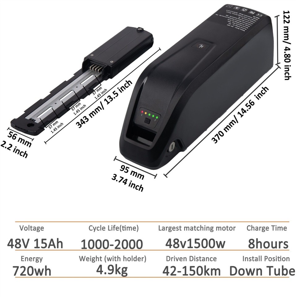 Ebike Battery 52V 48V 36V 20Ah 15Ah 10Ah 20W-2000W Electric Bike Lithium Battery | eBay