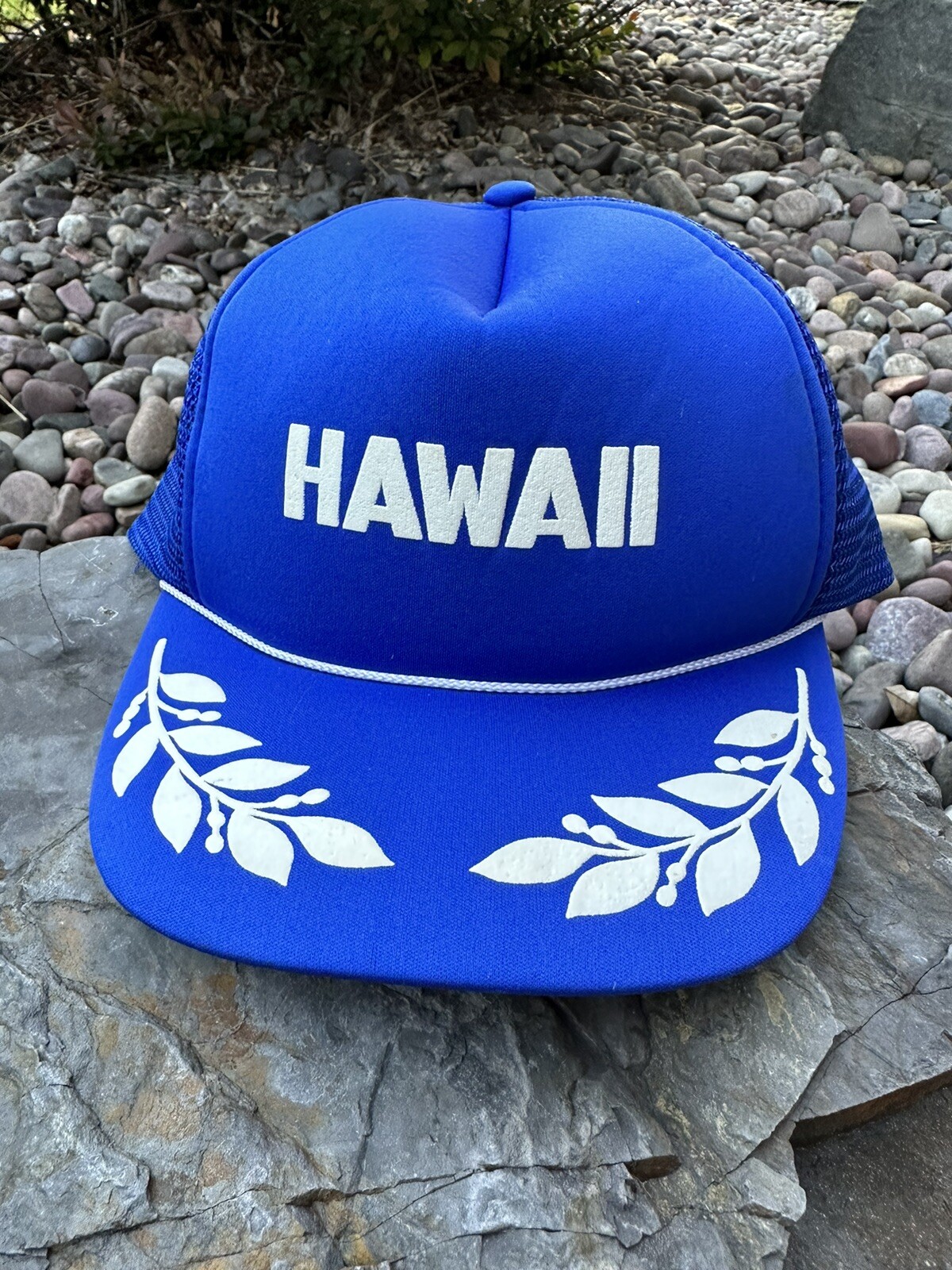 Vintage Hawaii Mesh Trucker Hat Cap BlueFoam Rope Snapback Hawaiian ...