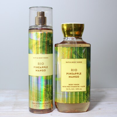 2 Pc Set Bath & Body Works RIO PINEAPPLE MANGO Mist & Body Wash | eBay