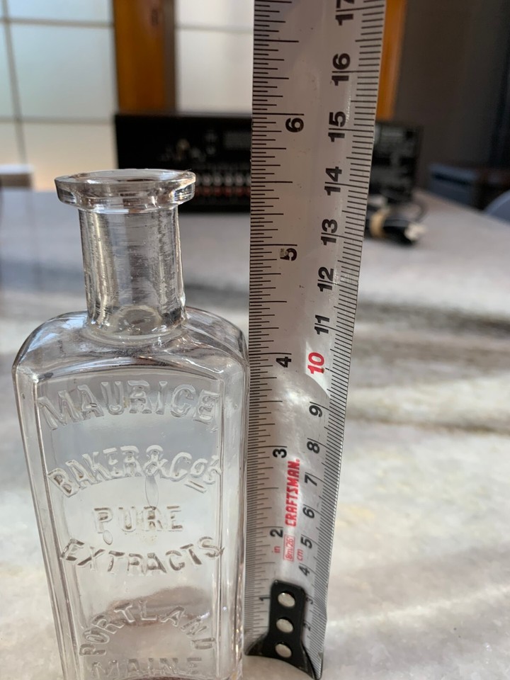 RARE Antique Maurice Baker & Co's Pure Extract Bottle, Portland, Maine ...