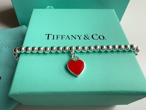 Tiffany Co Sterling "Return To Tiffany" Red Heart Tag Bead Bracelet | eBay