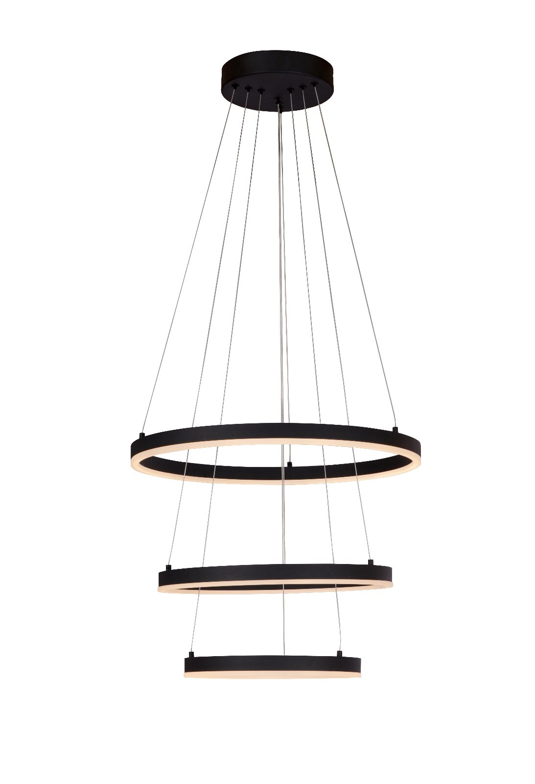 Modern LED 3 Ring Chandelier Dimmable Black Ceiling Pendant Light ...
