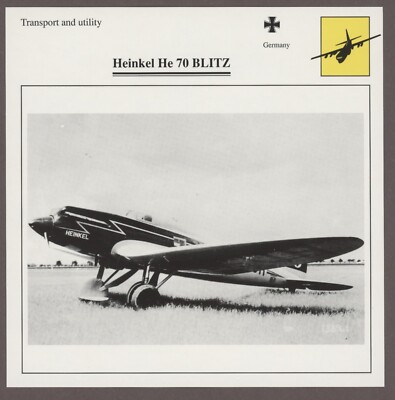 Heinkel He 70 Blitz Warplanes Military Aircraft Edito Service Card ...