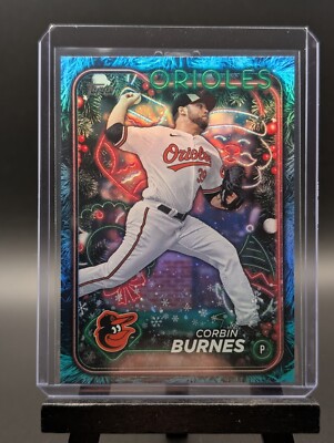 2024 Topps Holiday Blue Metallic Christmas Tree 🎄 #H7 Corbin Burnes ...