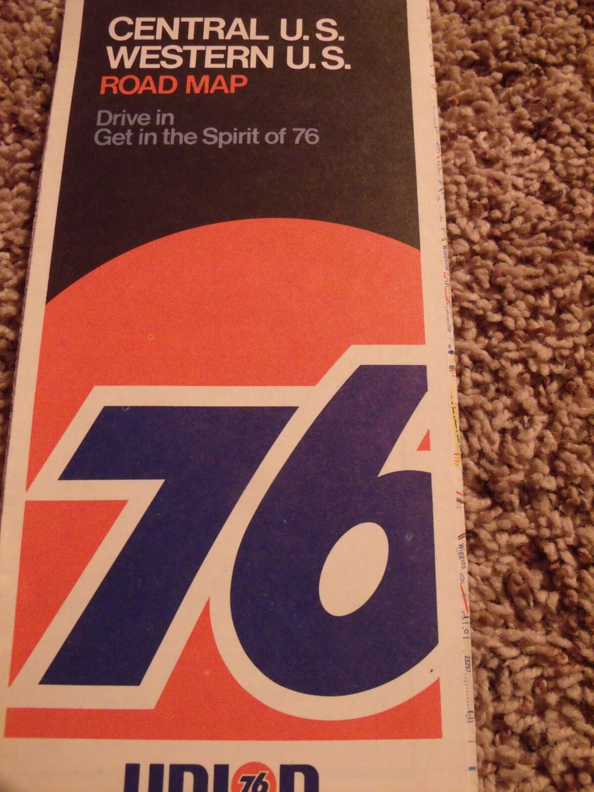 1976 ROAD HIGHWAY MAP CENTRAL WESTERN UNITED STATES USA SPIRIT OF 76 AD ...