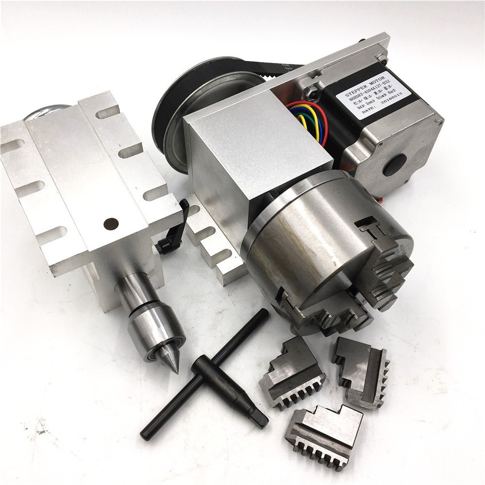 Rotational Axis 4th A Axis Hollow Shaft Rotary Axis 3Jaw 100mm Chuck ...