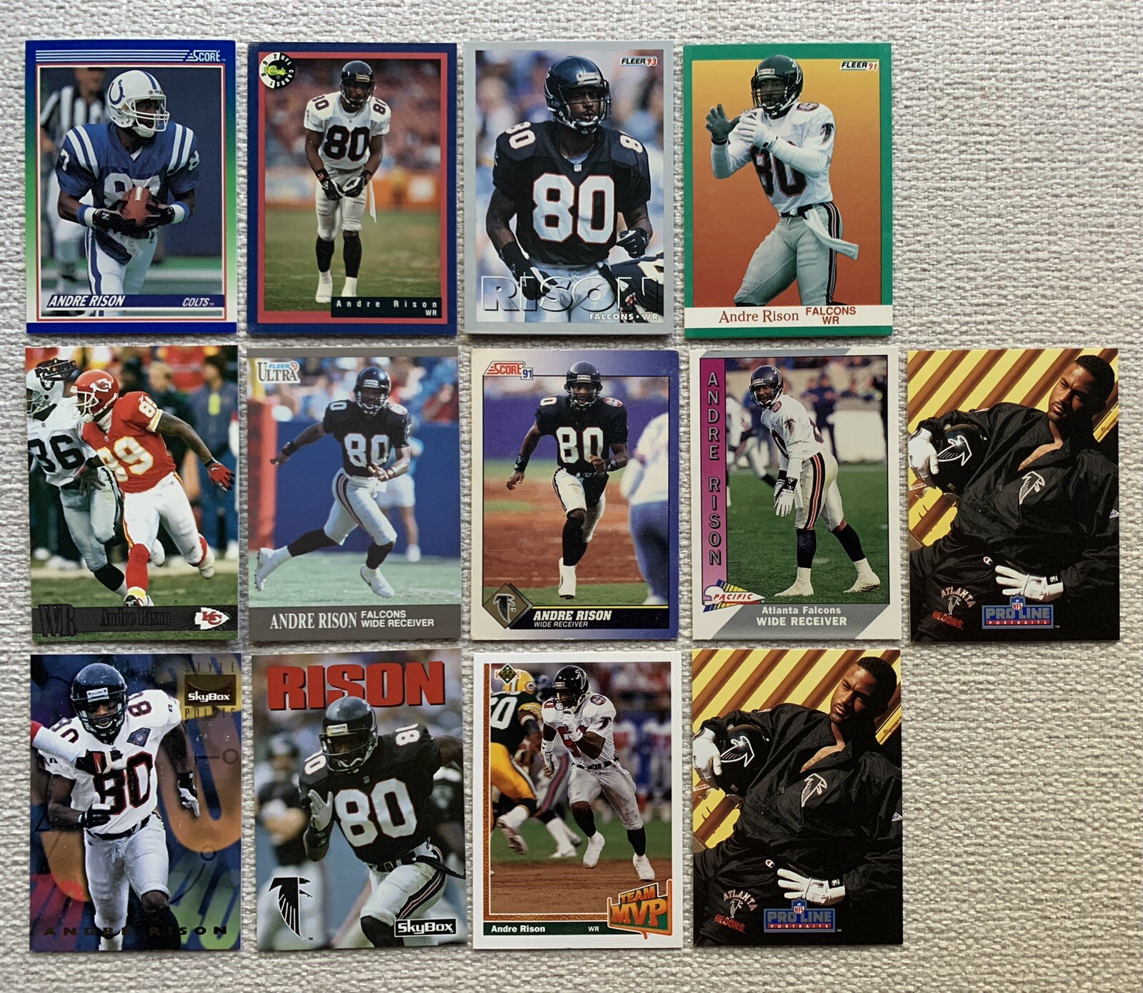 ANDRE RISON 1990-1998 Football Card Lot! 13x Cards Rookie RC Falcons ...