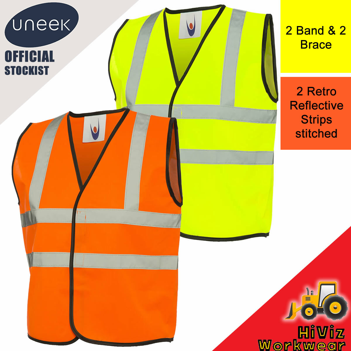 Uneek Hi Vis Yellow High Viz Childrens Vest Visibility Waistcoat Kids ...