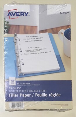 Avery 14230 5.5 in. x 8.5 in. 7-Hole College Rule Binder Filler (100 ...