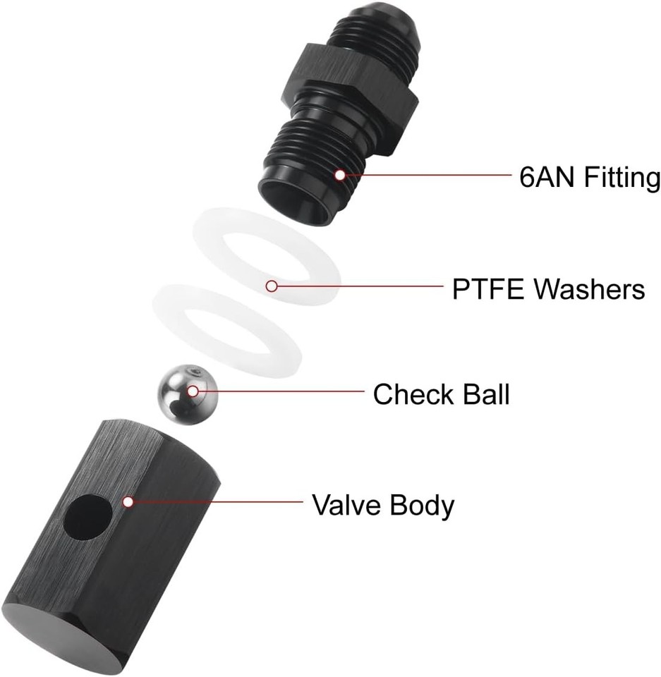 Fuel Cell Tank Rollover Vent Valve Aluminum Black 6AN Black | eBay