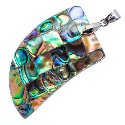 Mother of Pearl Natural Abalone Sea Shell Horn Pendant 1 3/4" Jewelry ...