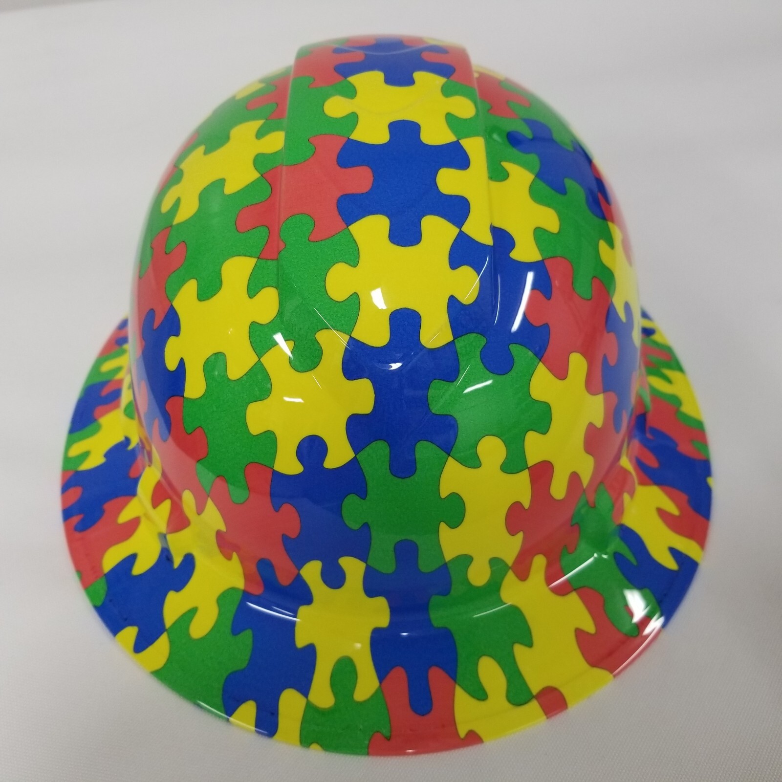 NEW FULL BRIM Hard Hat custom hydro dipped AUTISM AWARENESS PUZZLE ...