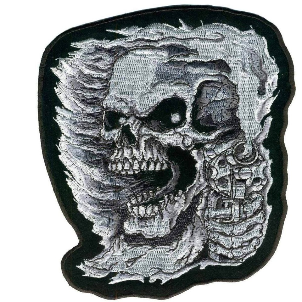 Assassin Skull Revolver Embroidered Patch | 2PC IRON ON OR SEW ON 4.0 ...