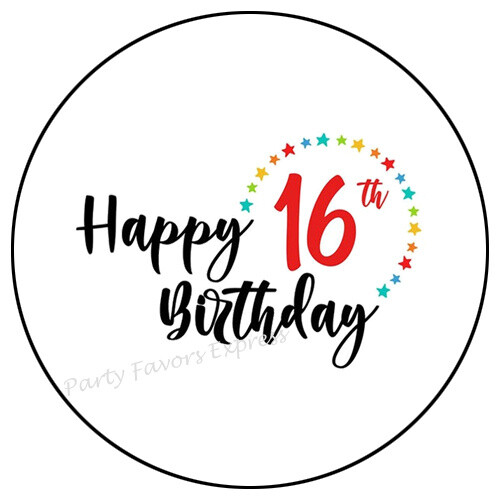 HAPPY 16TH BIRTHDAY ENVELOPE SEALS LABELS STICKERS PARTY FAVORS | eBay