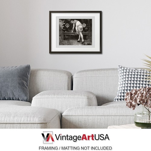 Sexy Woman Working on Car 1920s Vintage Photo Sultry Smile Hiked Skirt ...