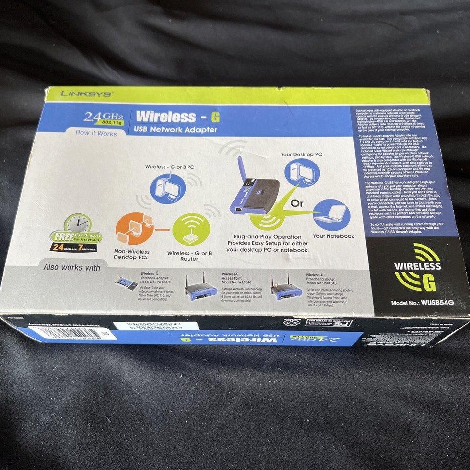 1C Linksys Wireless-G USB Network Adapter Wireless WUSB54G 2.4 GHz 802 ...