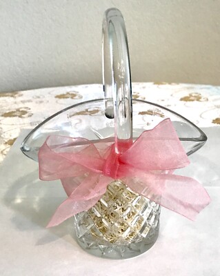 LEAD CRYSTAL CUT GLASS EASTER BASKET BOWL VASE 9" HANDLE | eBay