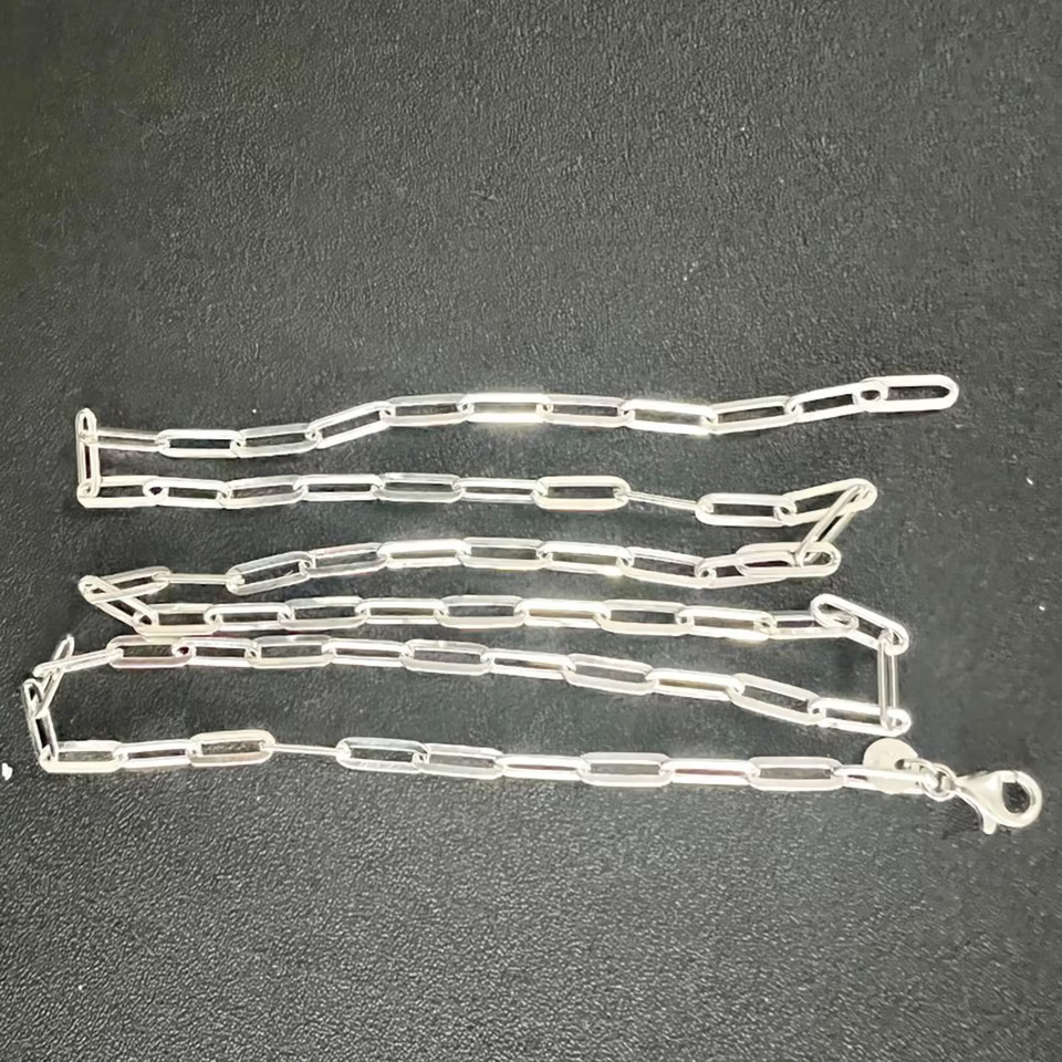 Italy Paper Clip Necklace Sterling Silver 925 Necklace Men Women 4MM ...