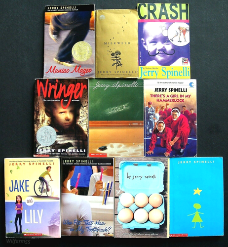 10 Lot JERRY SPINELLI Books Maniac Magee Wringer STAR GIRL Eggs ...