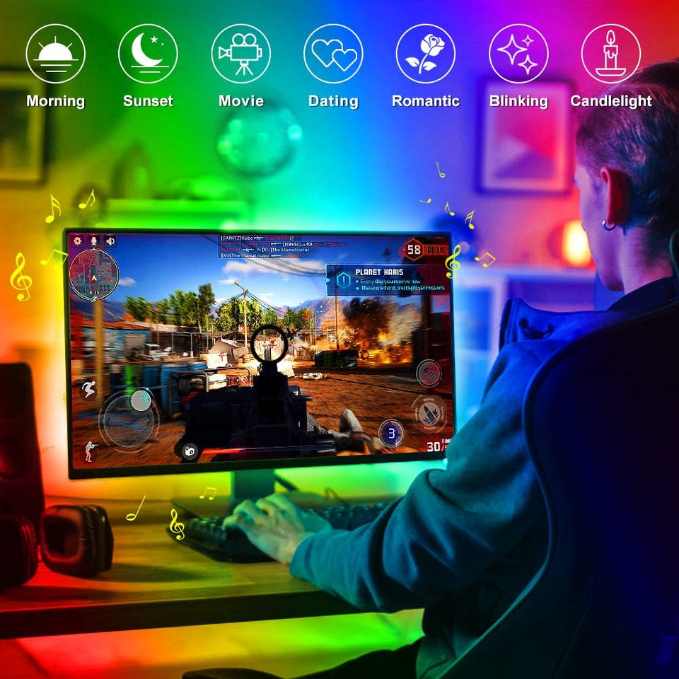 9.8Ft TV Backlight Led Strip Lights 46-60In Color Changing Gaming ...