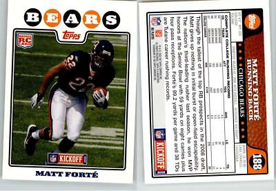 Matt Forte 2008 Topps Kickoff #188 Bears RC Rookie | eBay