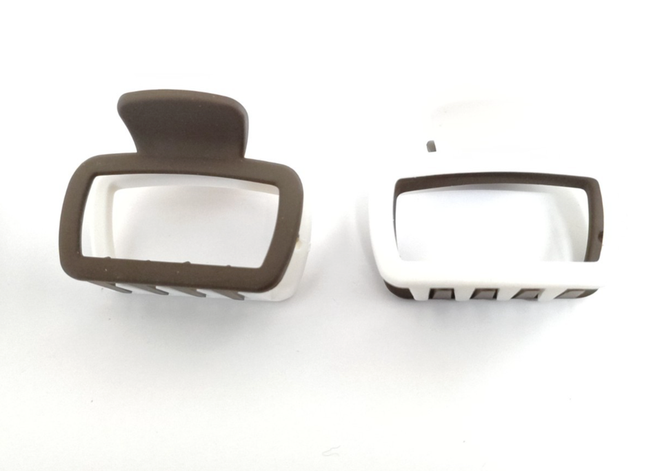 Elegant Hair Claw Clip - Two-Toned Medium Rectangular Hair Clips For ...