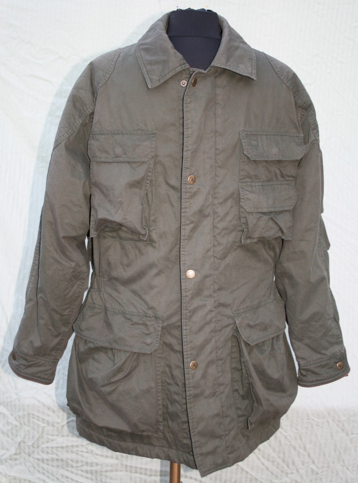 Banana Republic Bush Jacket Coat S Olive Green Safari Italian Canvas ...