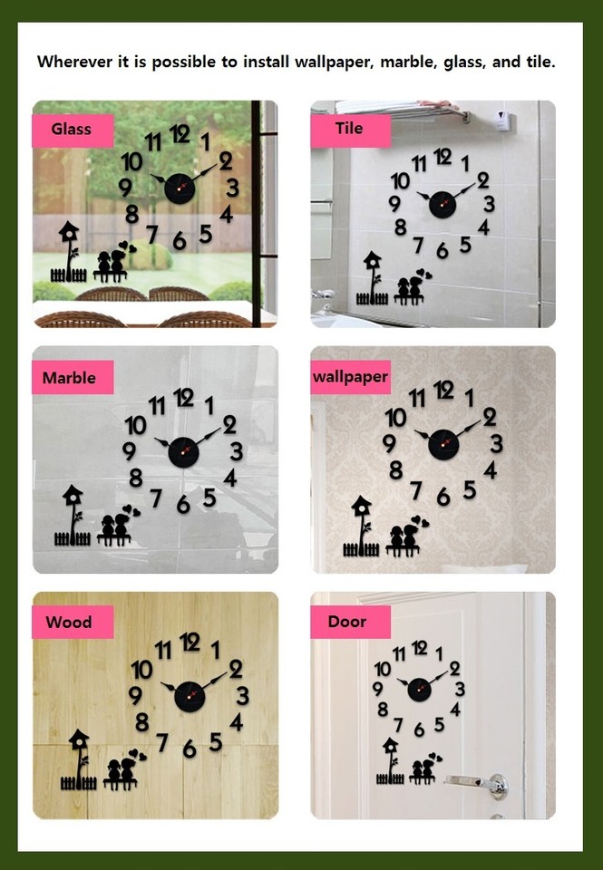 Modern DIY Silent Wall Clock 3D Number Character Sticker Decor Interior ...