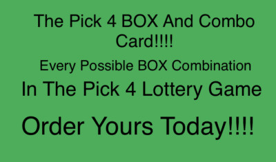 Lottery System Pick 4 "BOX"and"Combo" Card, Every Possible BOX ...