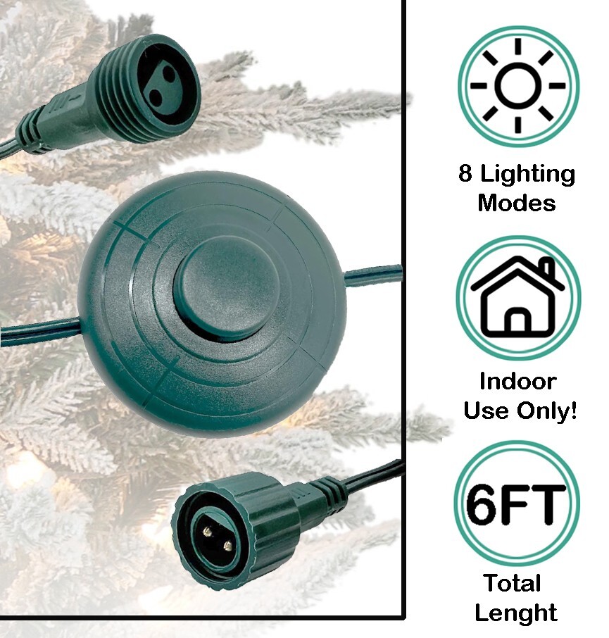 New Christmas Tree Power Cord Foot Switch 8 Light Mode Raintight 5/8in ...
