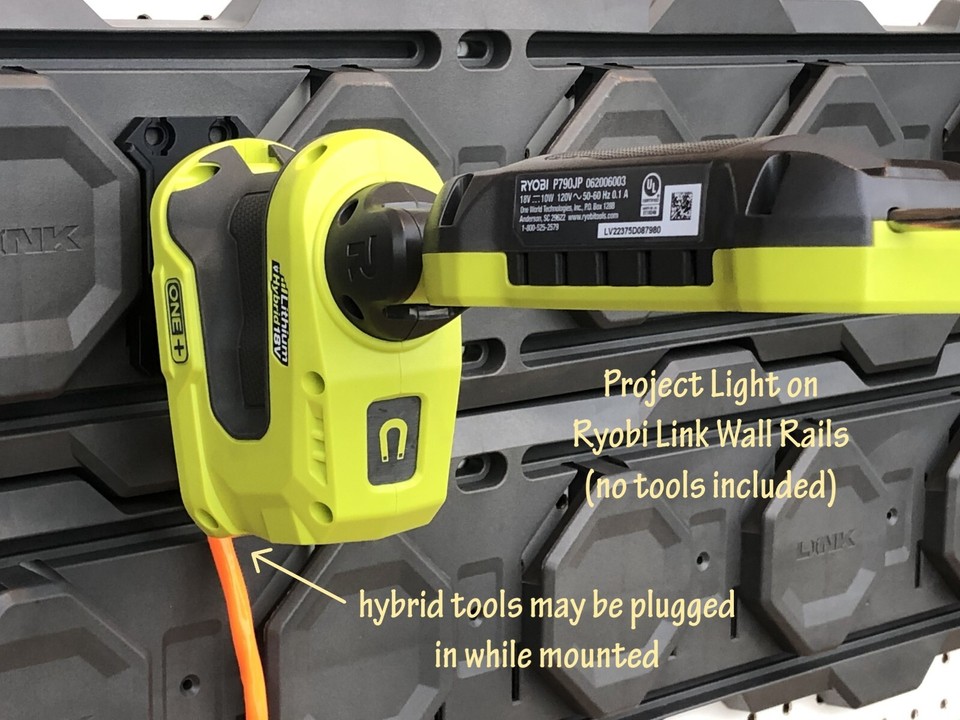 10-degree Tool Holder for Ryobi 18v One+ Tools for Wall, Pegboard, or ...