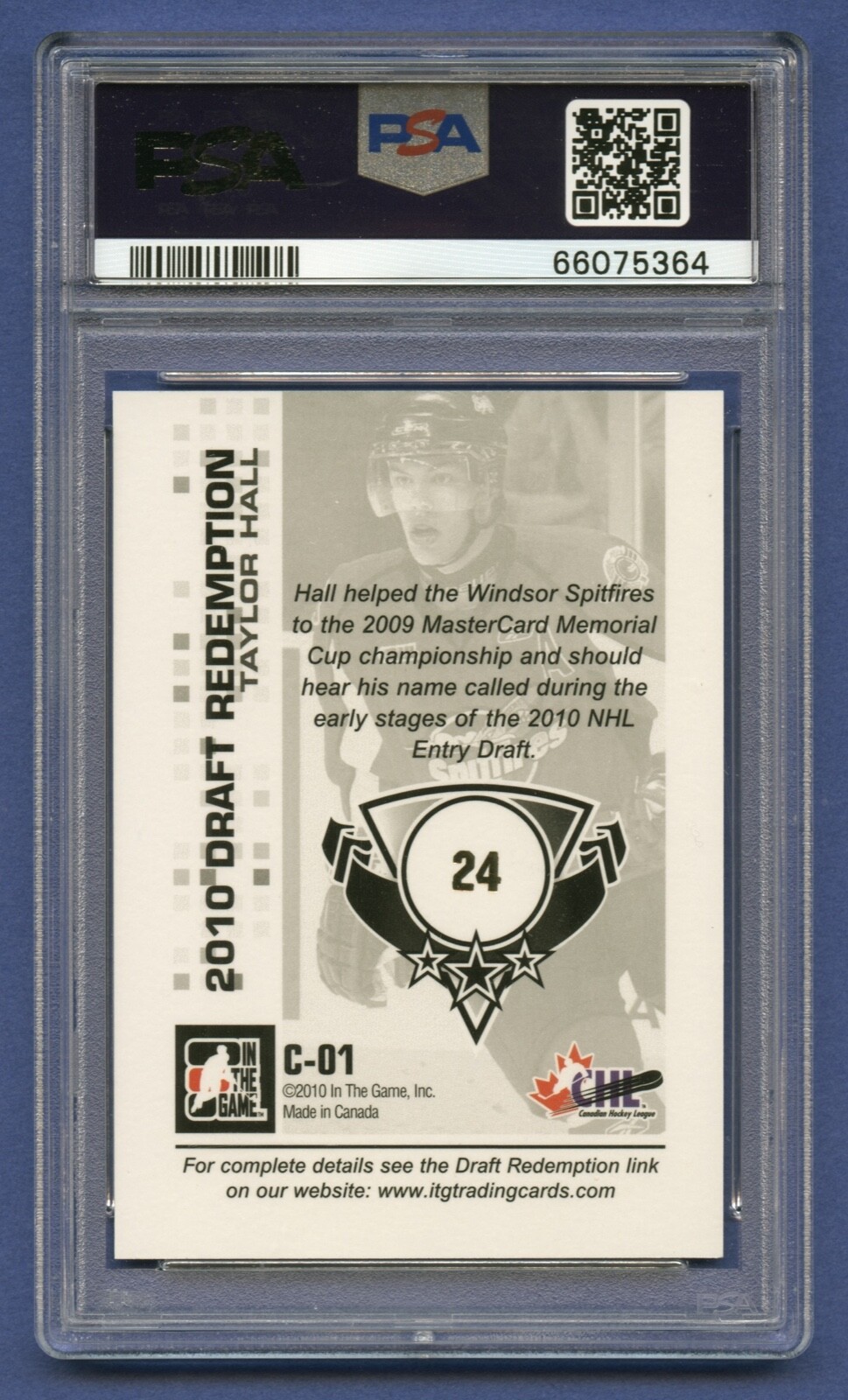 2009 TAYLOR HALL ROOKIE PSA 10 GEM MT ITG HEROS & PROS BOSTON BRUINS (# ...