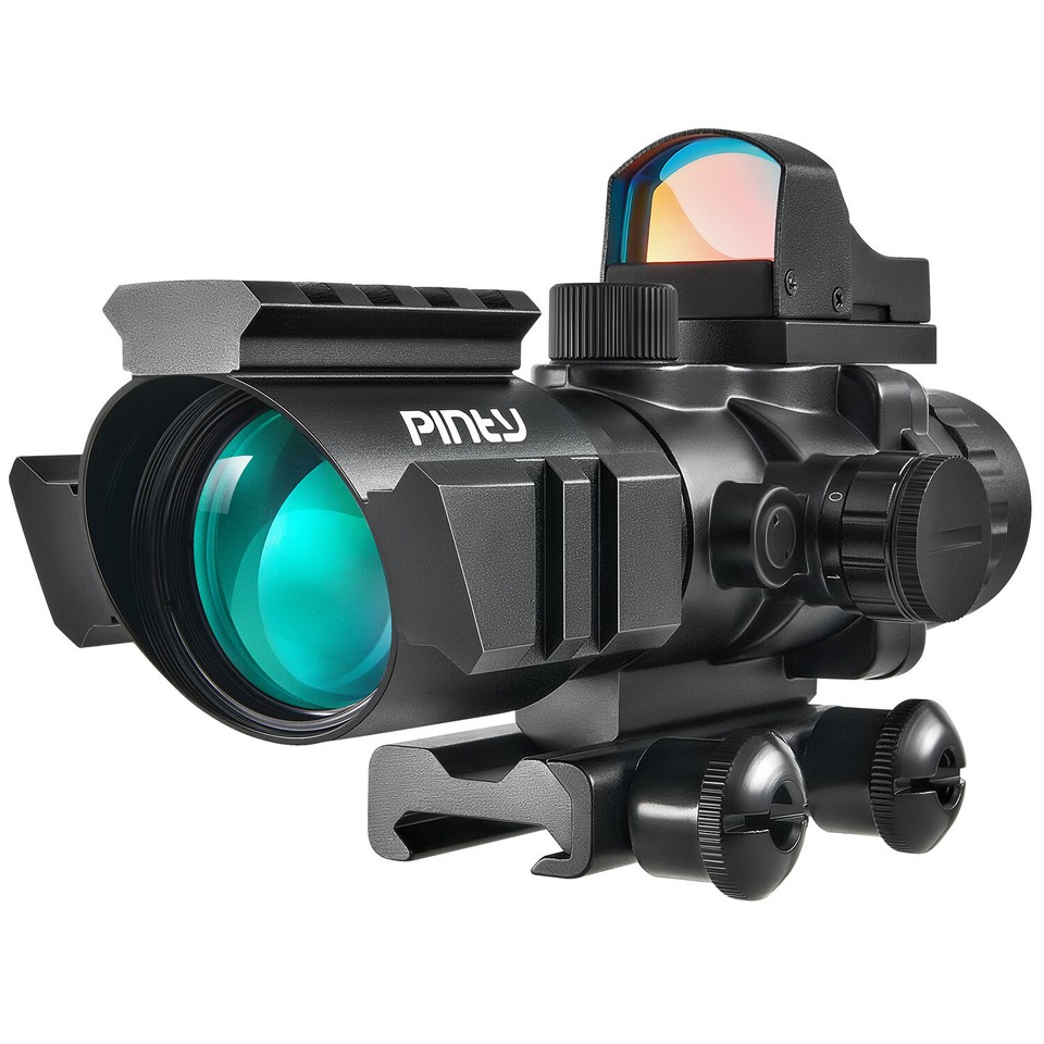 PINTY 4X32 Compact/ACOG Rifle Scope Rascal w/Mount Red Dot Sight Fiber ...