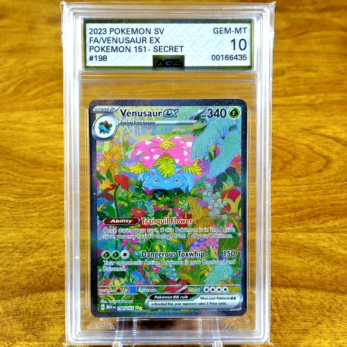 Pokemon SV 151 Venusaur EX 198/165 AGS Gem-MT 10 Full Art Holo Secret ...