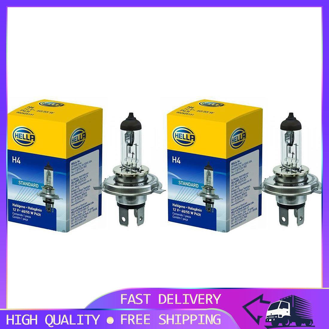2x Hella H4 Headlight Bulb H4 Halogen 60/55 Watt 3200K Amber White PG ...