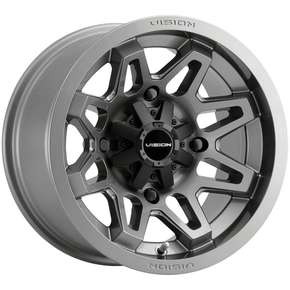(Set of 4) Vision UTV 416 Seven 12x7 4x110 +2.5mm Gunmetal Wheels Rims ...