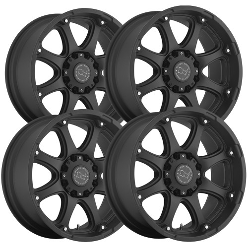 (Set of 4) Black Rhino Glamis 17x9 6x5.5" +12mm Matte Black Wheels Rims ...