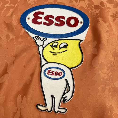 Cast Iron Esso Oil Drop Man Boy Sign , Man Cave, Garage, Workshop ...