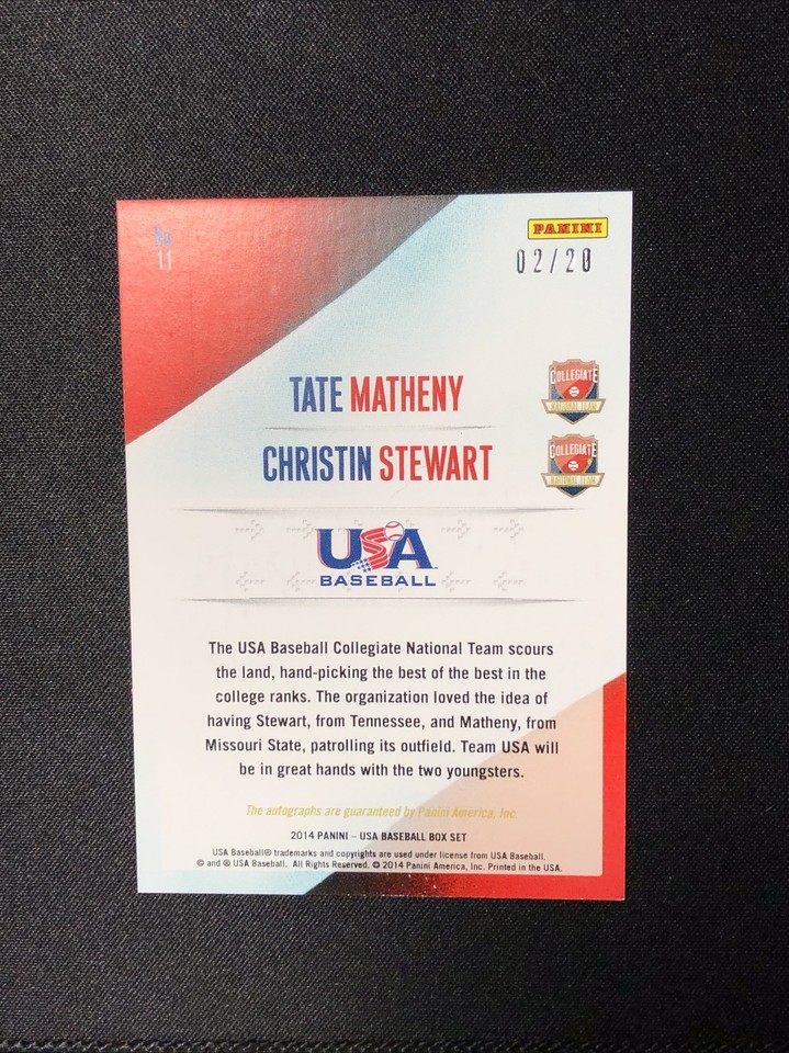 2014 Panini USA Baseball Box Set /20 Christin Stewart Tate Matheny #11 ...